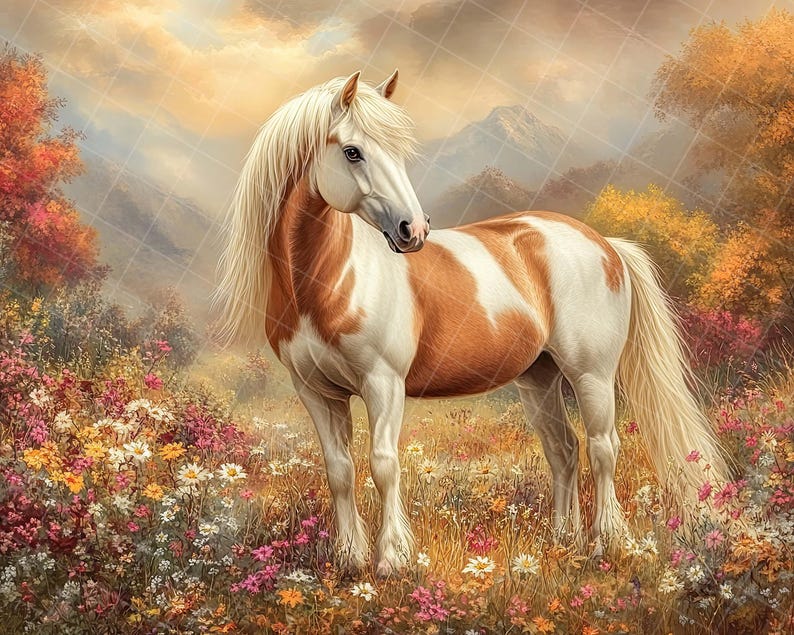 Autumn Pinto Horse Digital Backgrounds, Fall Backdrops, , DIGITAL ...