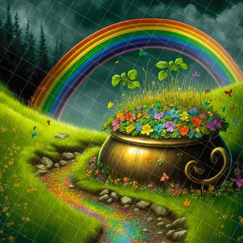 Rainbow Path Digital Background St. Patricks Day Background - Etsy