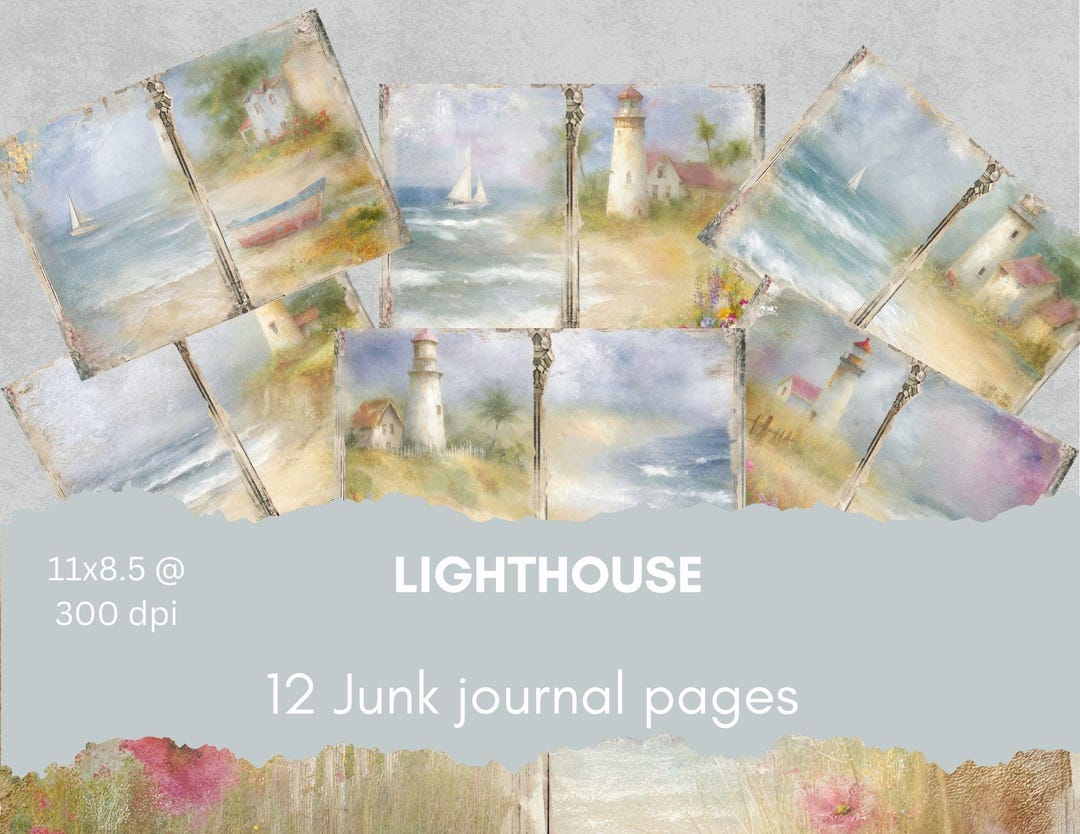 Lighthouse Junk Journal Pages, Journaling, Beach Paper Printables ...