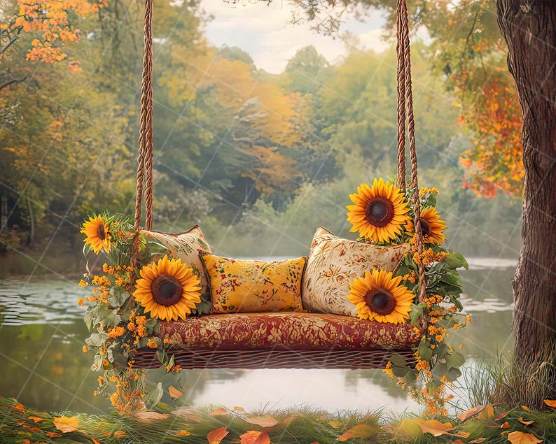 Autumn Swing Digital Backgrounds, Fall Backdrop for Composite - Etsy