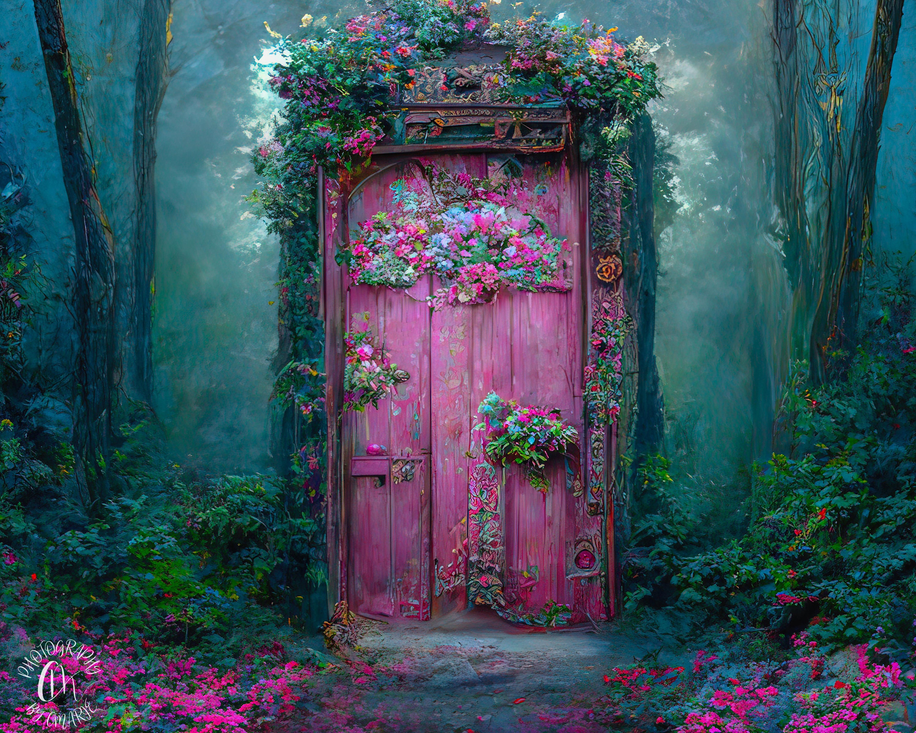 AI Enchanted Door Digital Background ,fantasy Door Background ...
