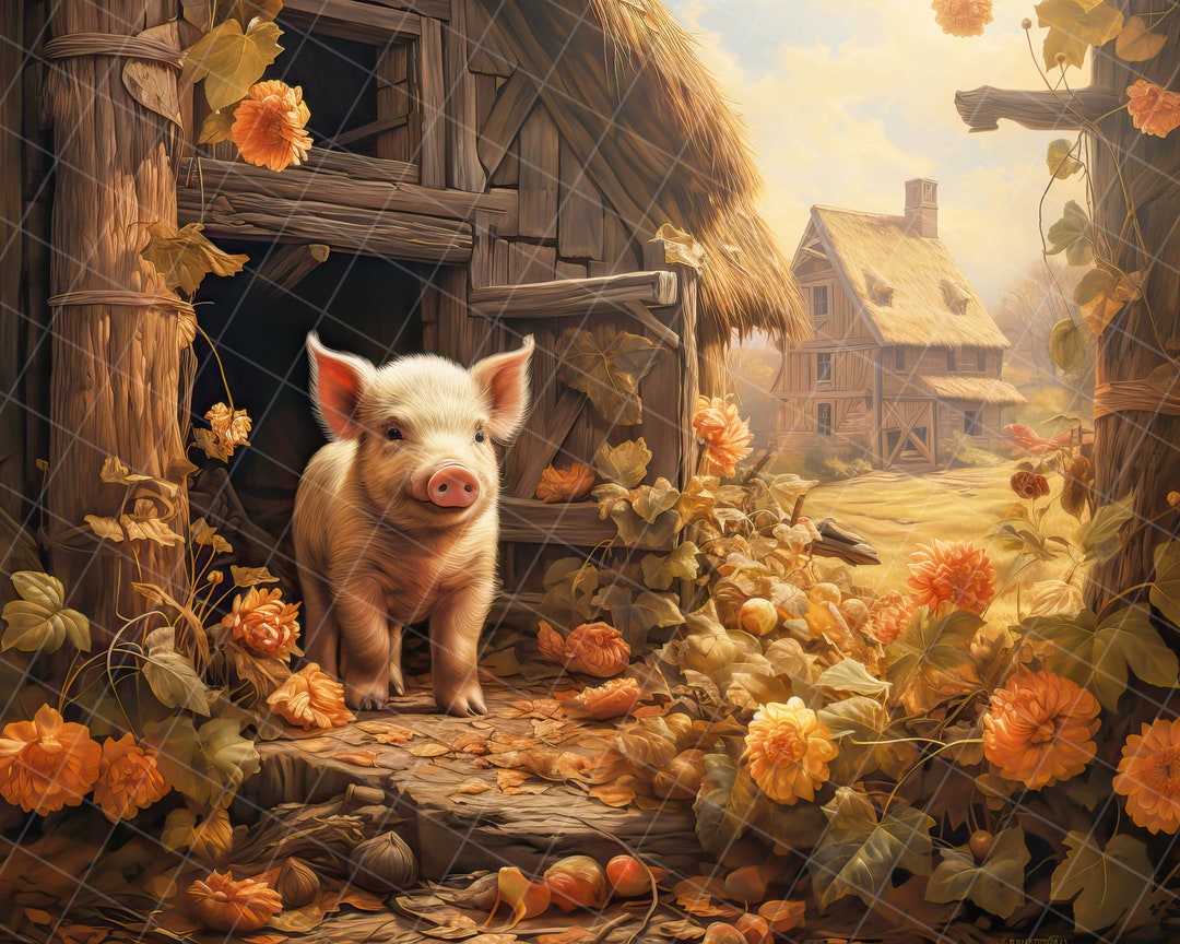 Autumn Piglet Digital Background, Fall Farm, for Composite - Etsy