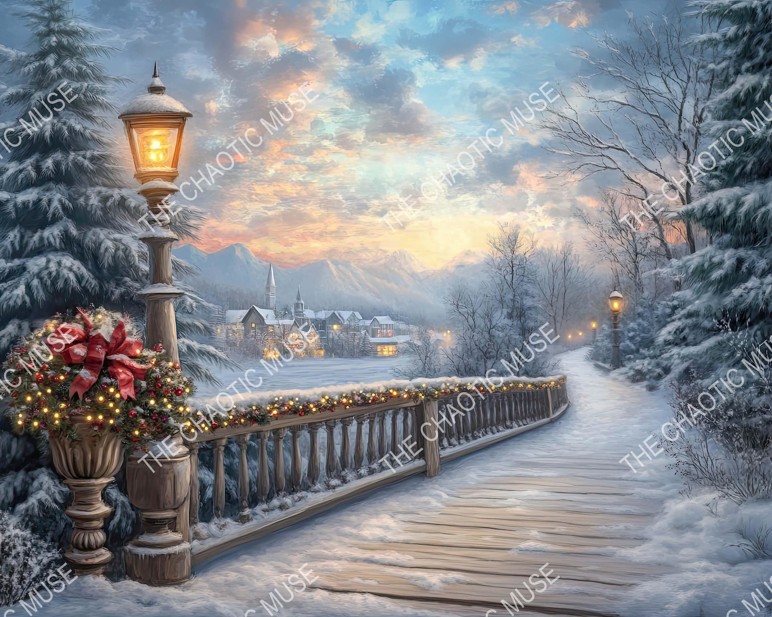 Winter Bridge Digital Backgrounds, Holiday Backdrops, Christmas - Etsy