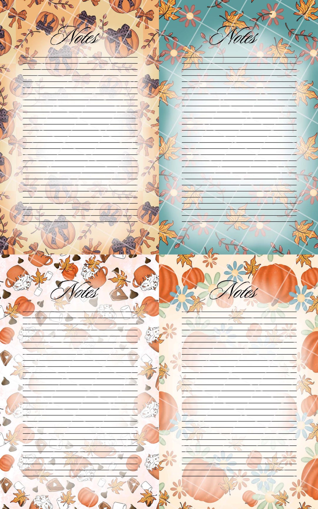 Autumn Notepad Paper Bundle, Digital Notes, Fall, Craft Paper - Etsy