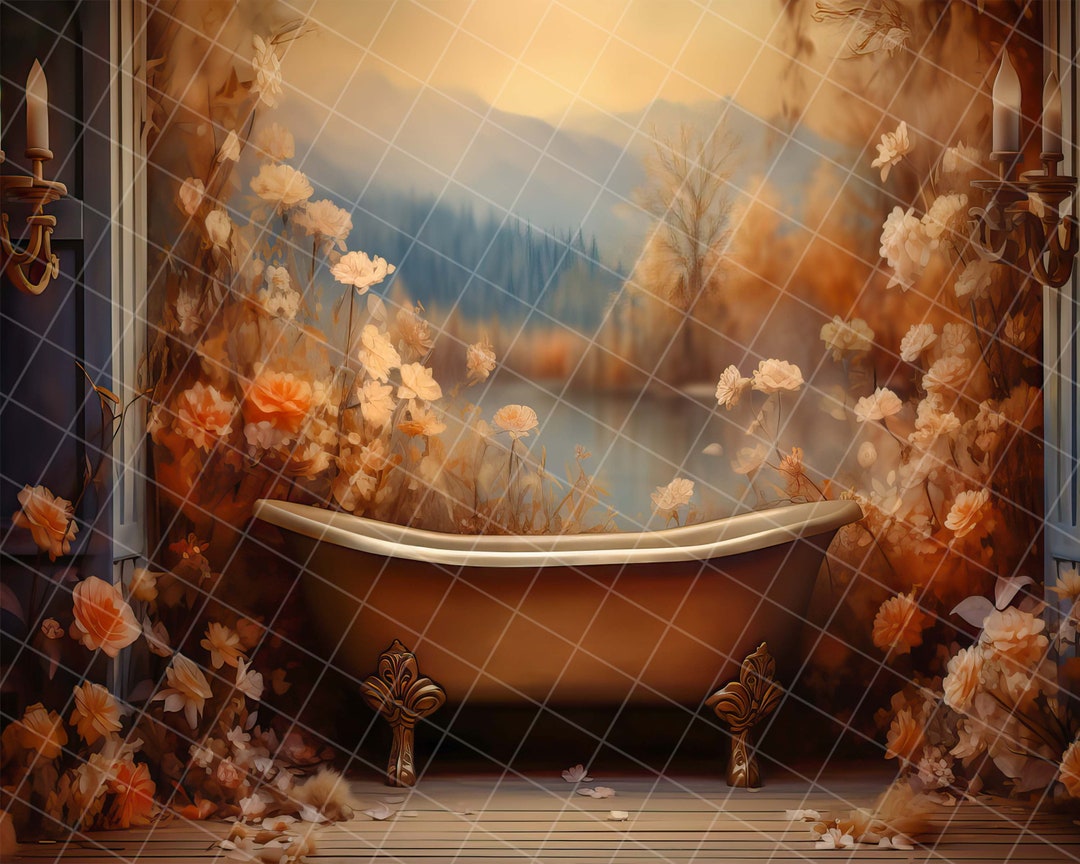 Cozy Autumn Tubs Digital Backgrounds, Fall Backdrop, Bath - Etsy