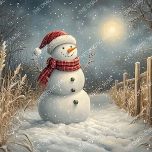 Snowman Digital Backgrounds, Winter Backdrops, Holiday - Etsy
