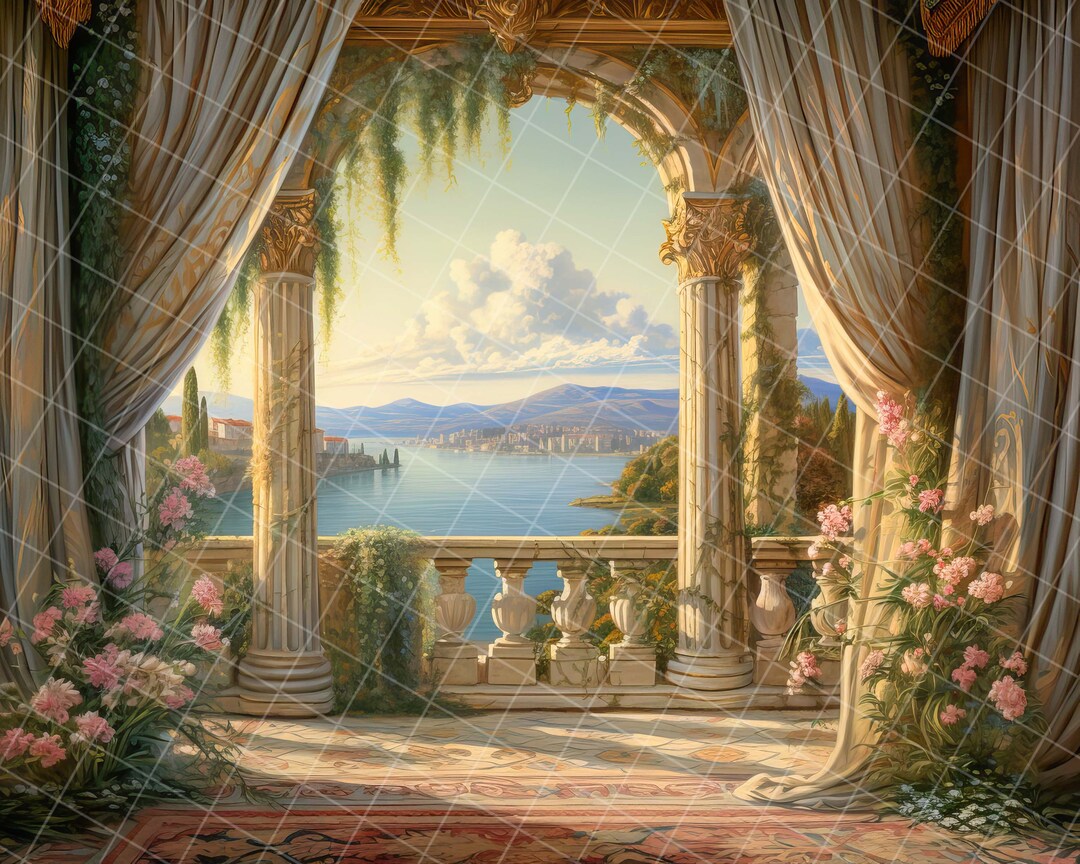 Ancient Balcony Digital Background - Etsy