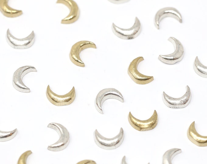 Tiny Crescent Moon Accent Embellishments in Sterling Silver or Brass ...