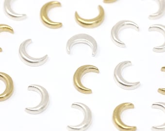 Tiny Crescent Moon Accent Embellishments in Sterling Silver or Brass ...