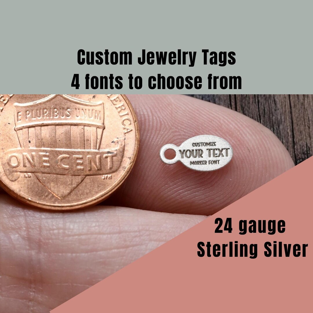 Custom Personalized Oval Jewelry Tags - Sterling Silver - Choose From 4 ...