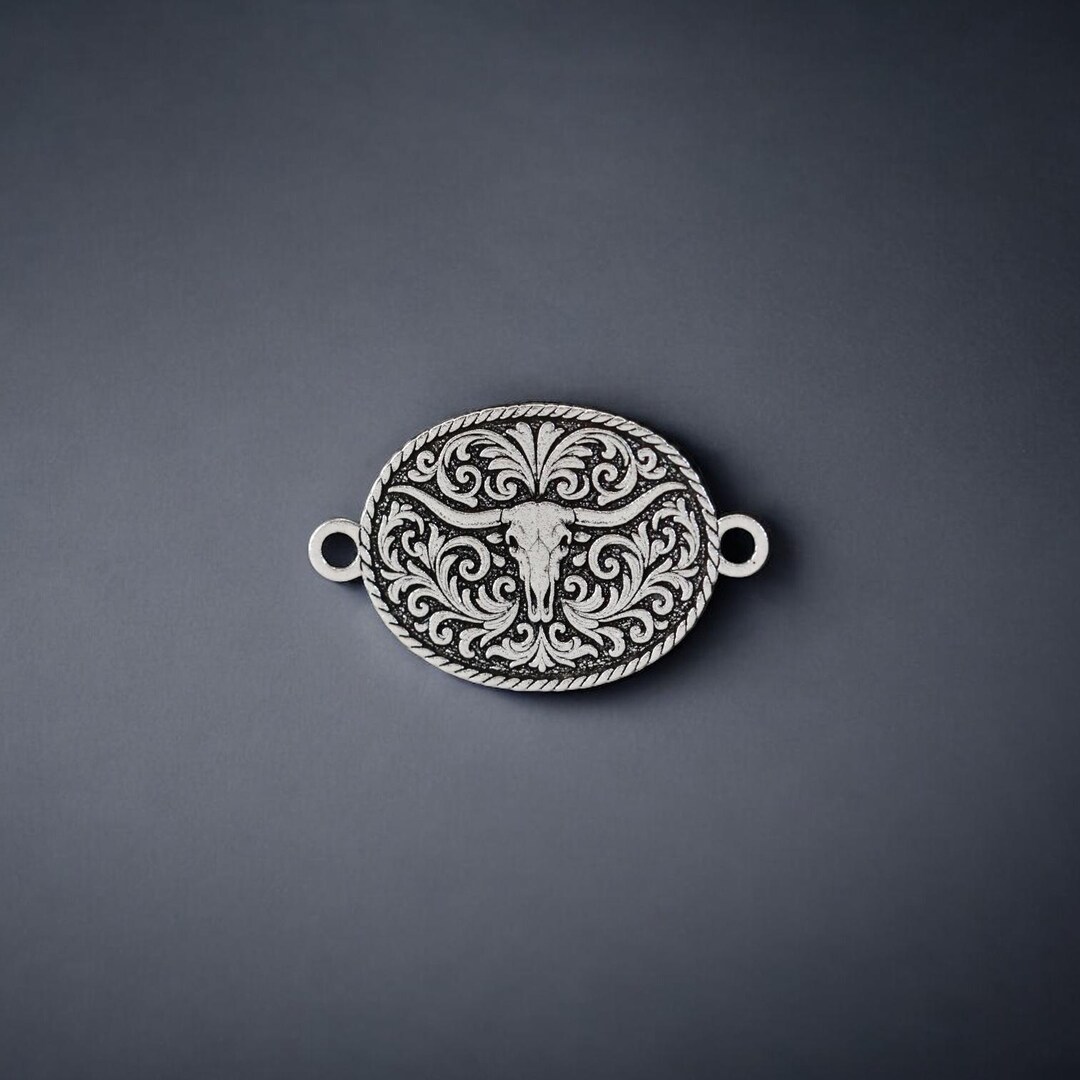 Sterling Silver Longhorn Belt Buckle Connector • Western Charm • Cowboy ...
