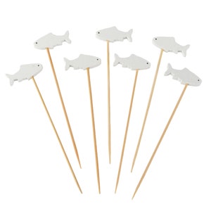 Decorative Fancy White Fish Cocktail Appetizers Bamboo Toothpick Picks ...
