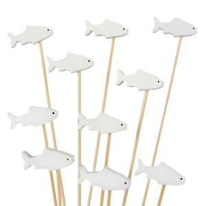 Decorative Fancy White Fish Cocktail Appetizers Bamboo Toothpick Picks ...