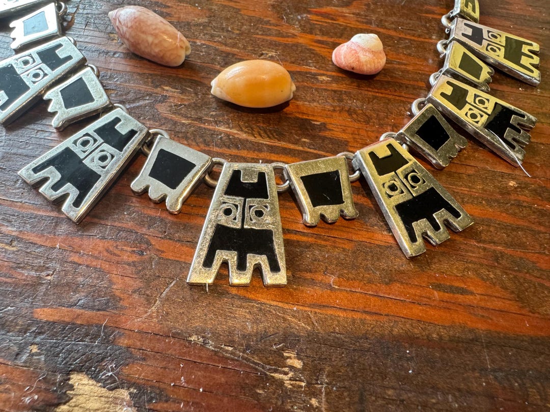 Silver Spirit Necklace With Onyx Faces Comes With Matching Earrings - Etsy