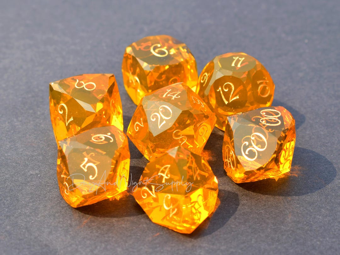 Gem-cut Chamfered Edges Dice, Dungeon and Dragon Dice Set, Engraved ...