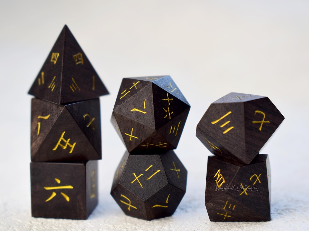 Wooden Kanji Dice, Dungeon and Dragon Dice Set, MTG Dice, Astrology ...