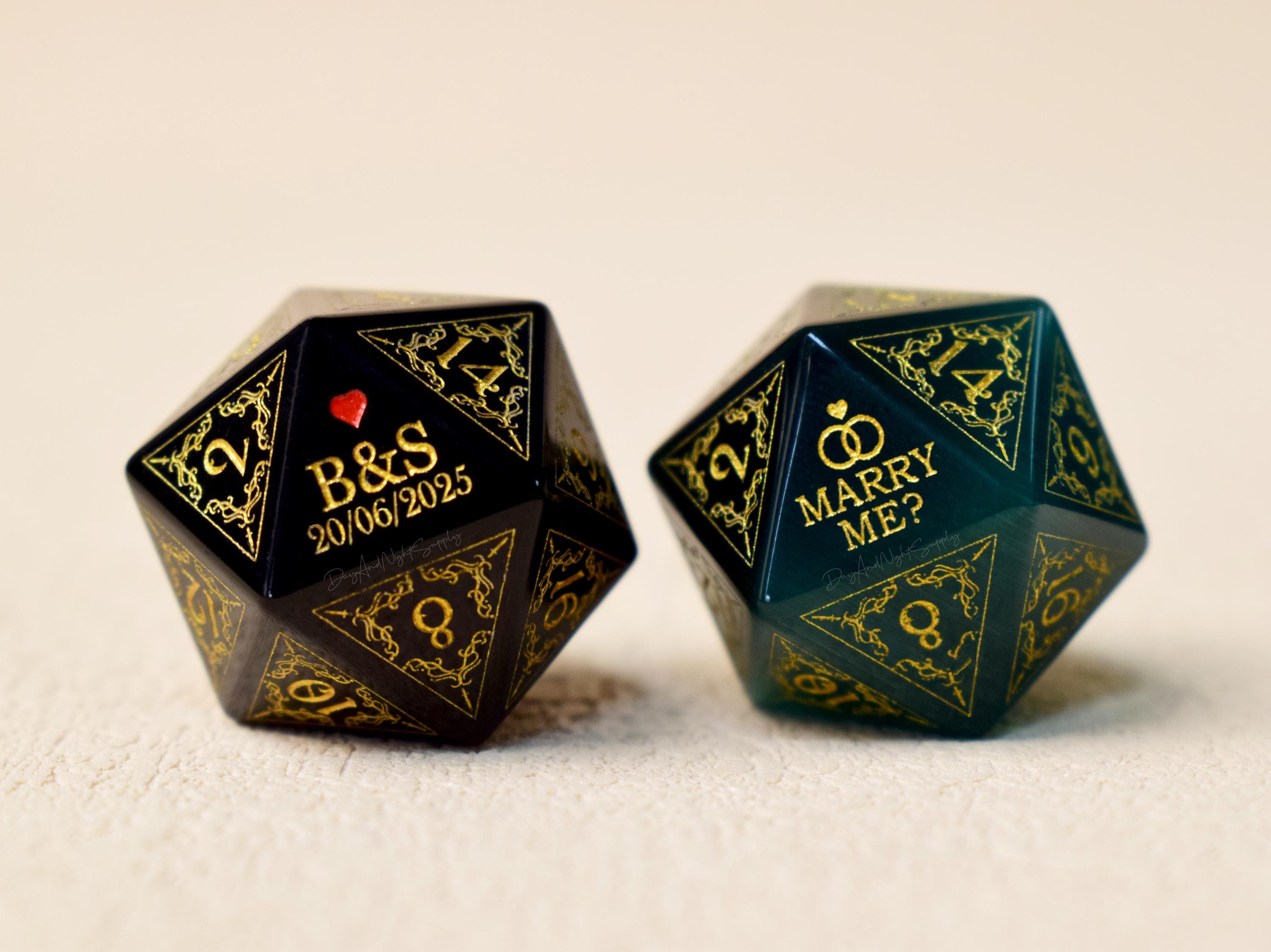 Customize Gemstone D20, Engrave Initial Dice, D&D, Custom Name Dice ...