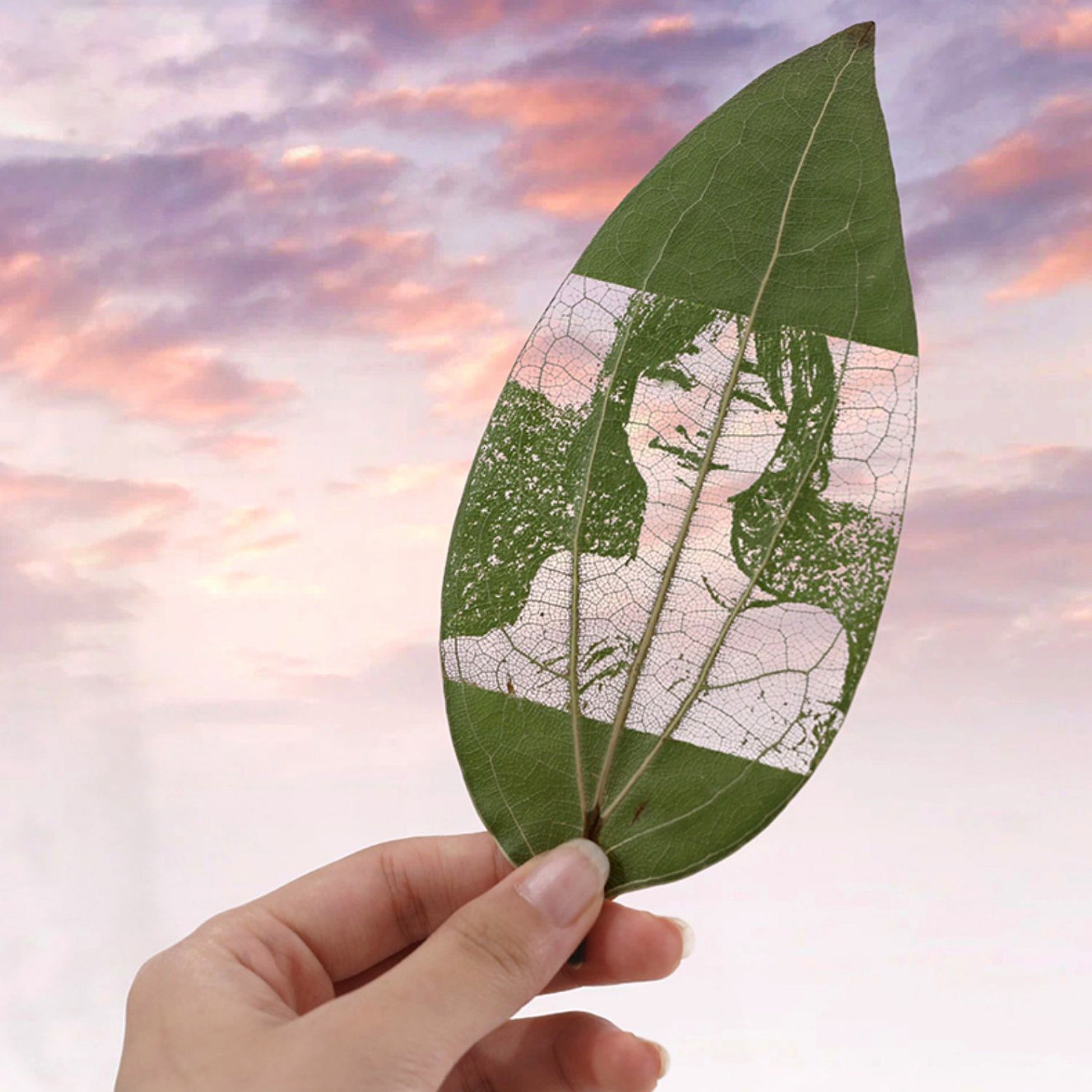 Customized Leaf Carving Photos Art, Pressed Flower, Personalized Leaf ...