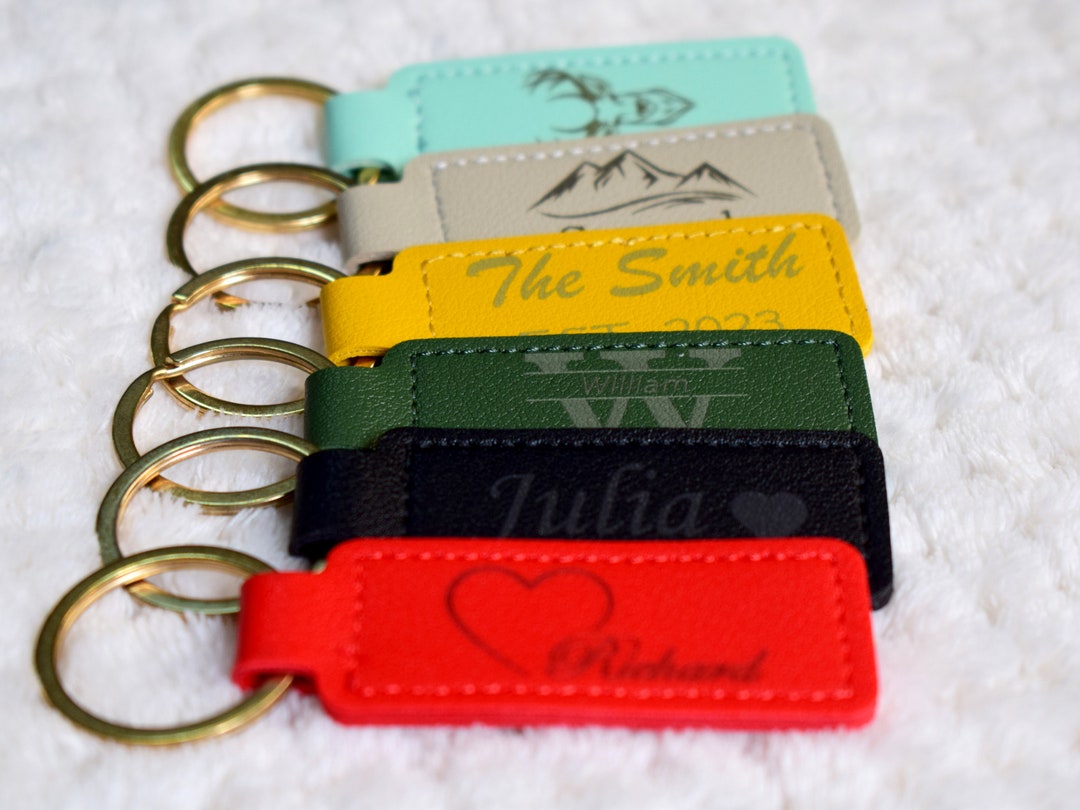 Personalized Leather Keychain, Custom Engraved Leather Key Chain, Gifts ...