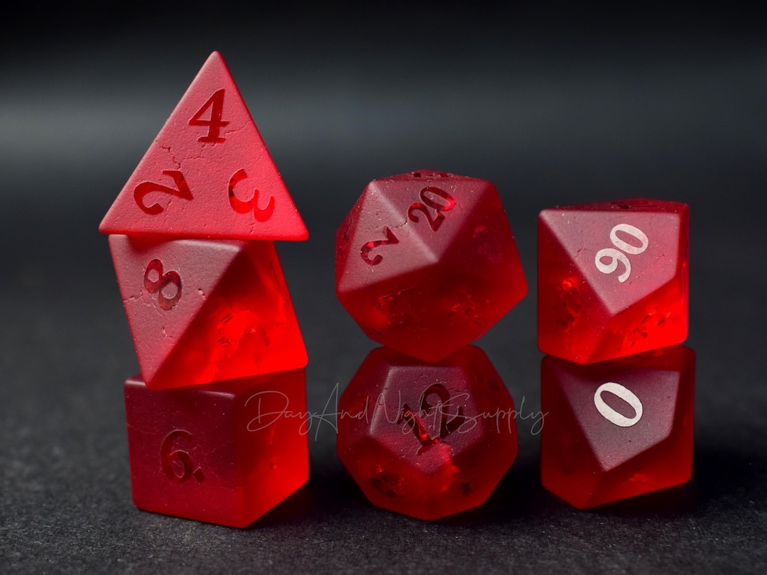Raised Light Blue Blast Glass Dice, Red Dungeon and Dragon Dice Set, D ...
