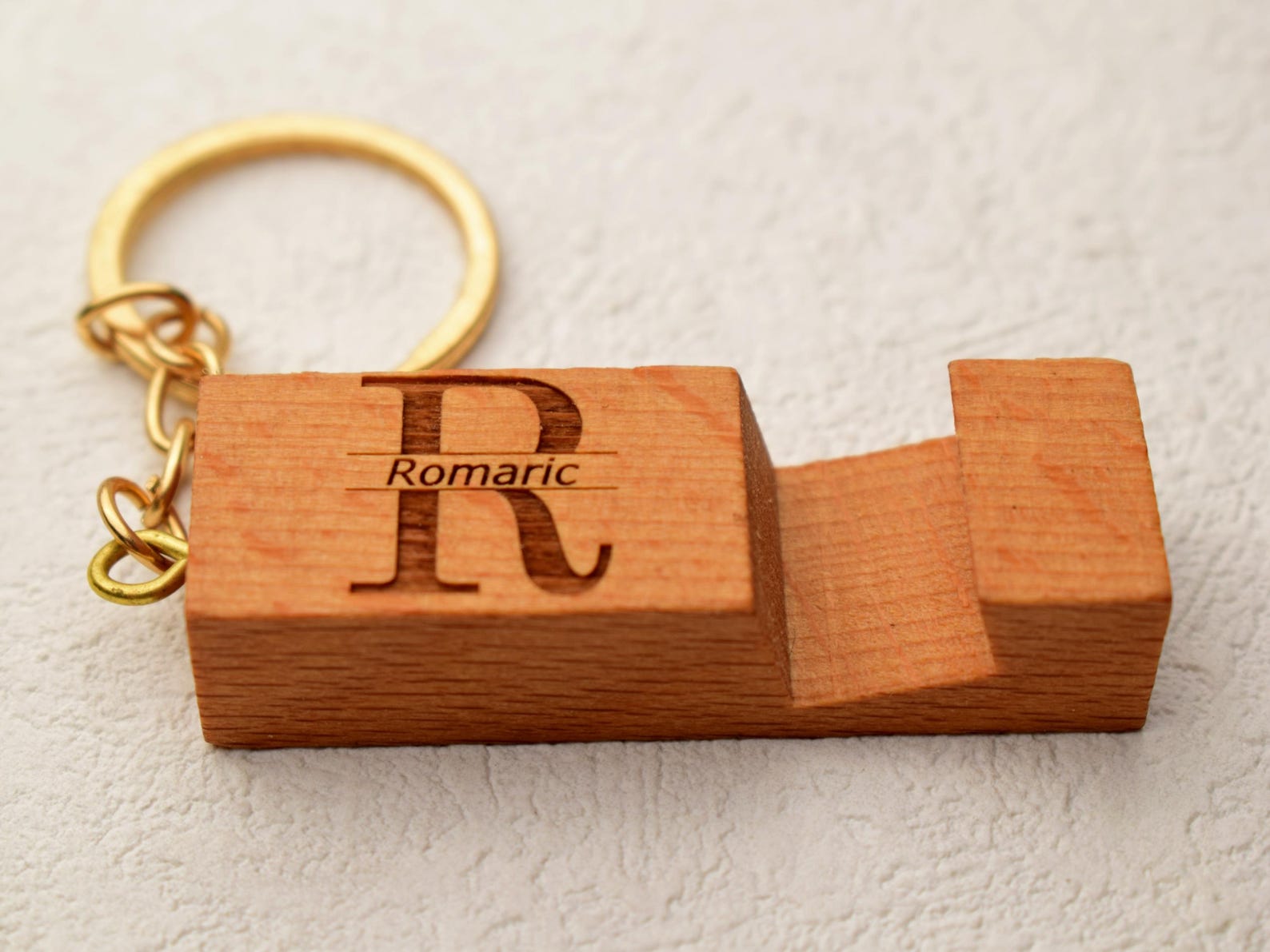 Personalized Wood Keychain, Custom Engraved Wooden Phone Holder ...