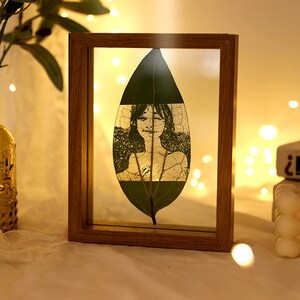 Customized Leaf Carving Photos Art, Pressed Flower, Personalized Leaf ...