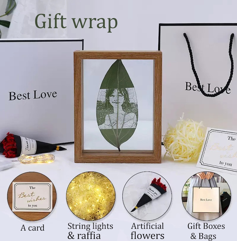 Customized Leaf Carving Photos Art, Pressed Flower, Personalized Leaf ...