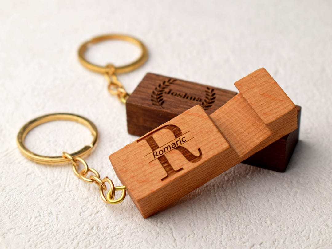 Personalized Wood Keychain, Custom Engraved Wooden Phone Holder ...