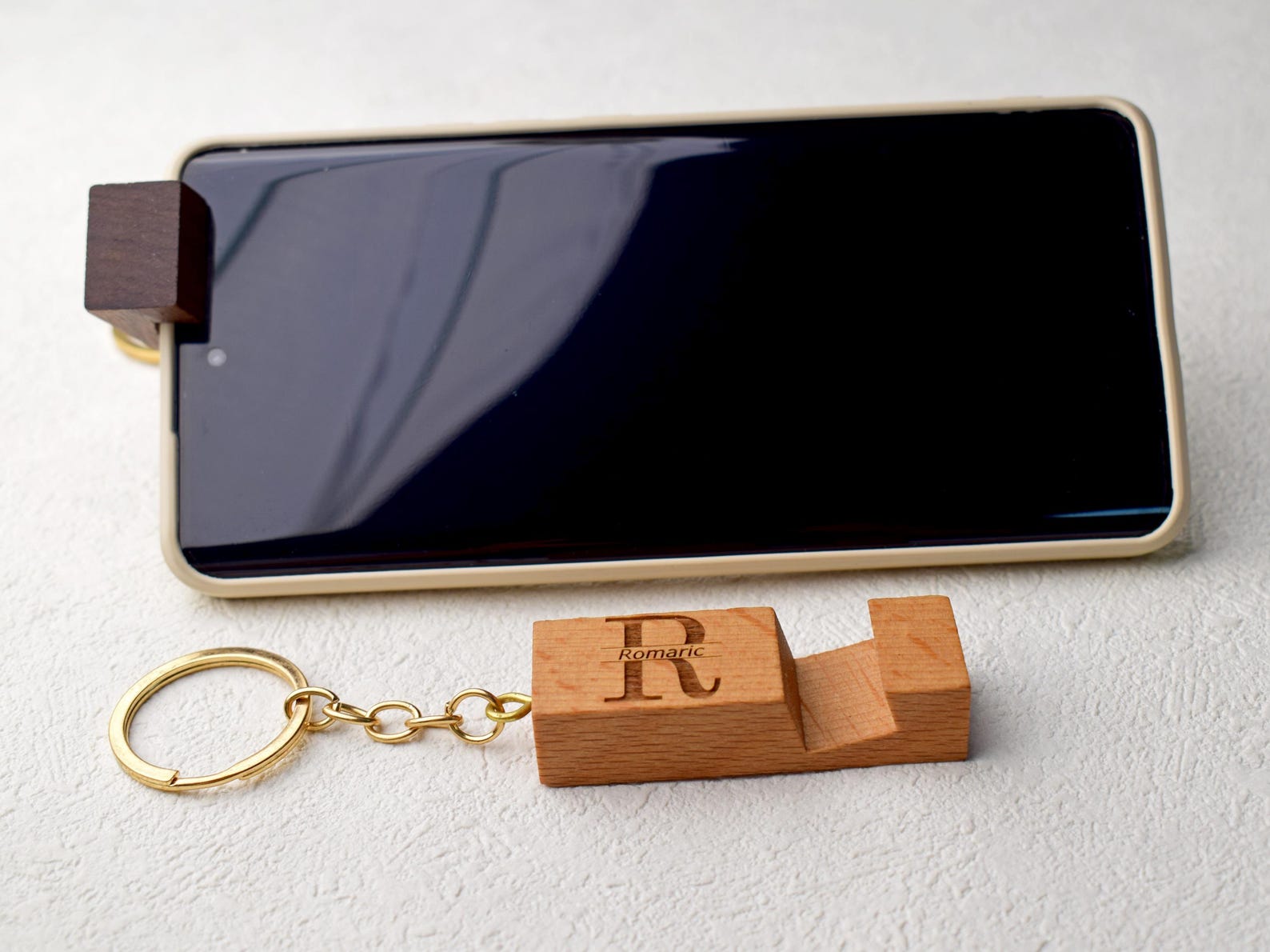 Personalized Wood Keychain, Custom Engraved Wooden Phone Holder ...