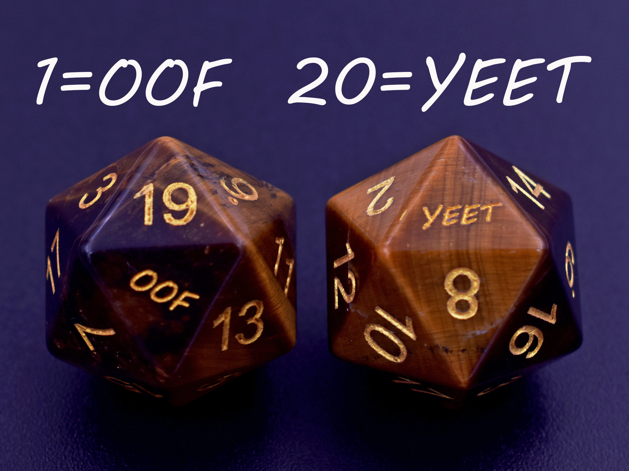 Dungeons & Dragons Dice, Single Yeet D20, Engraved Gemstone D20 Dice ...