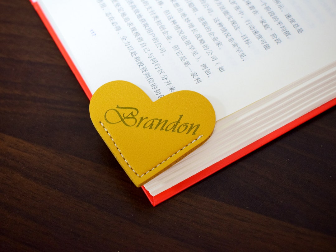 Personalized PU Leather Corner Book Mark, Custom Name Bookmark With ...