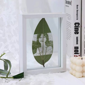Customized Leaf Carving Photos Art, Pressed Flower, Personalized Leaf ...