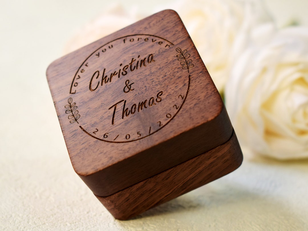 Personalized Engagement Ring Box, Custom Name Wooden Engage Ring Box ...