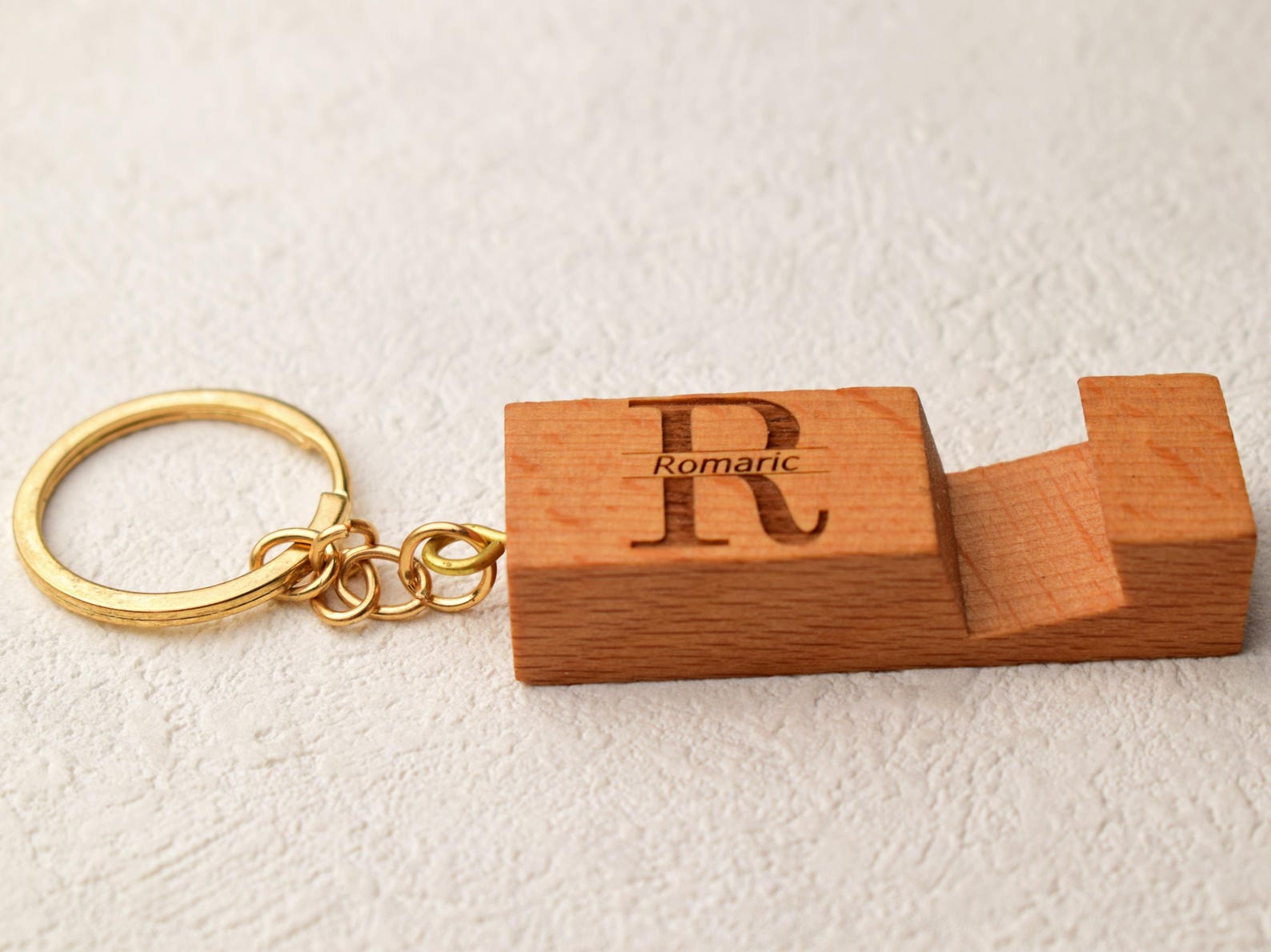 Personalized Wood Keychain, Custom Engraved Wooden Phone Holder ...