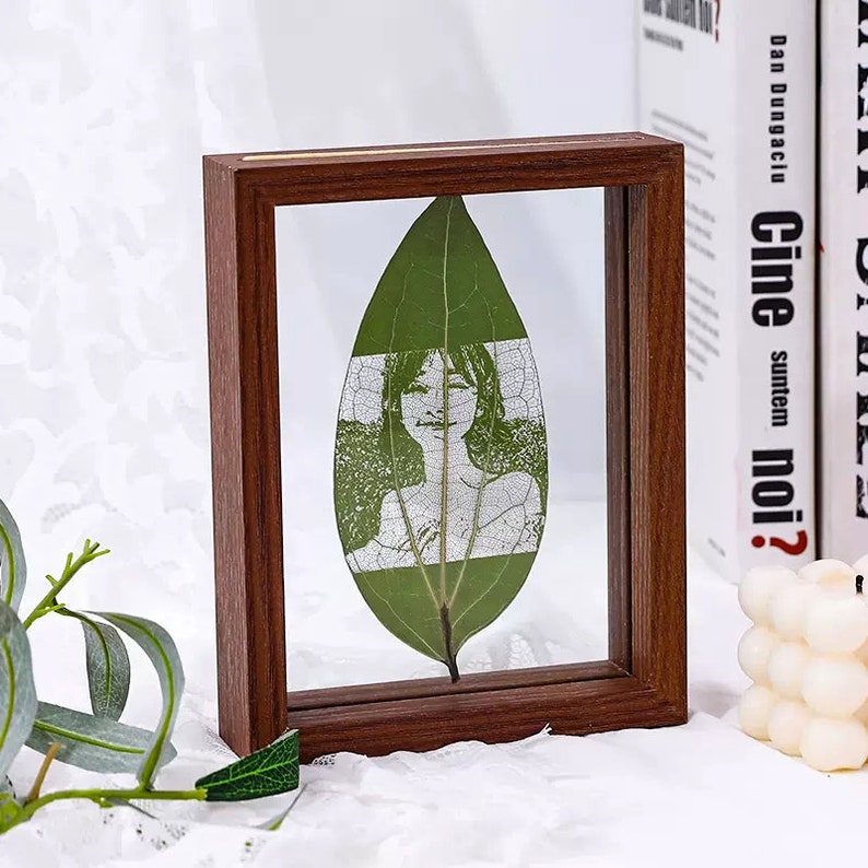 Customized Leaf Carving Photos Art, Pressed Flower, Personalized Leaf ...