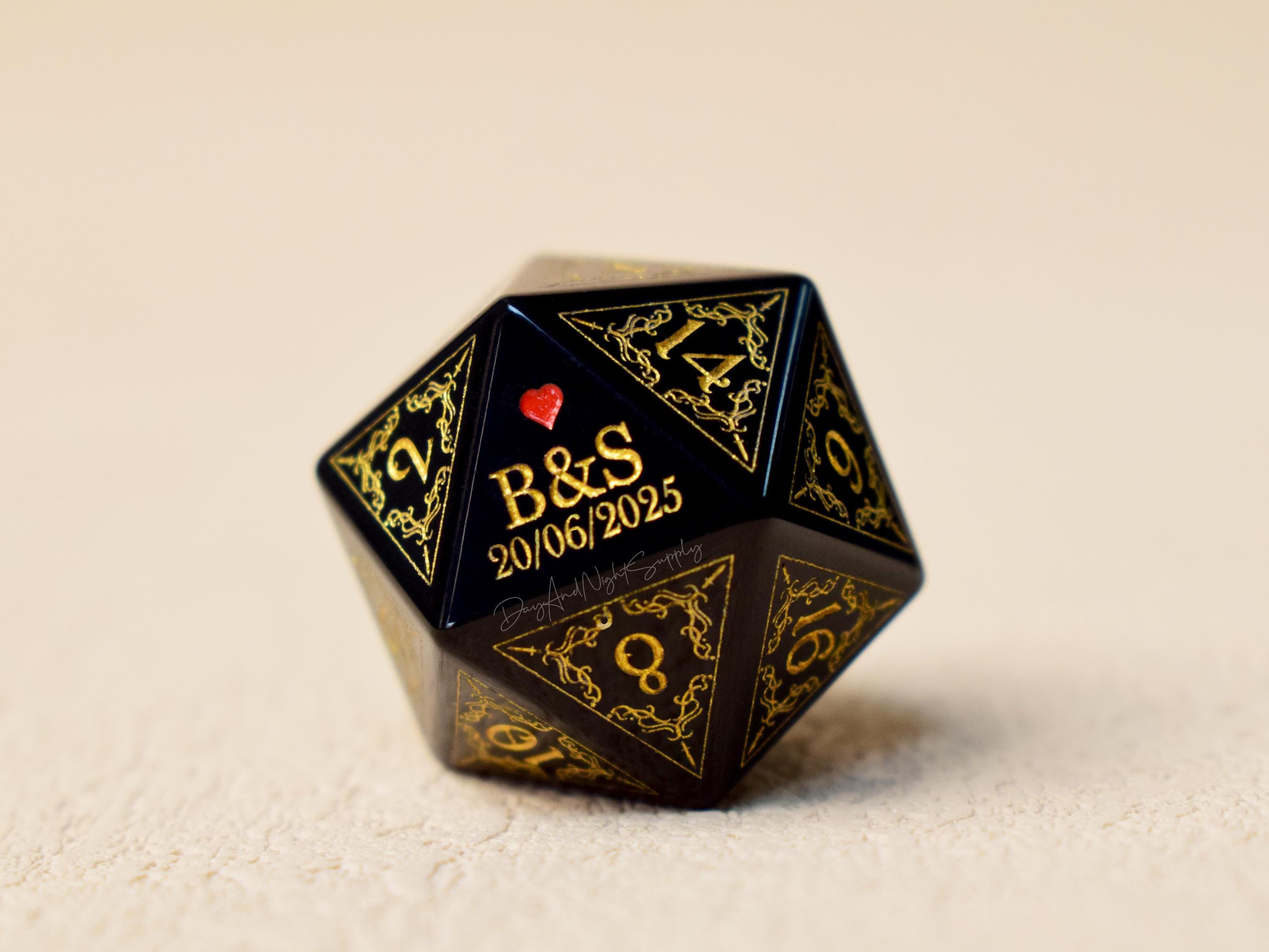 Customize Gemstone D20, Engrave Initial Dice, D&D, Custom Name Dice ...