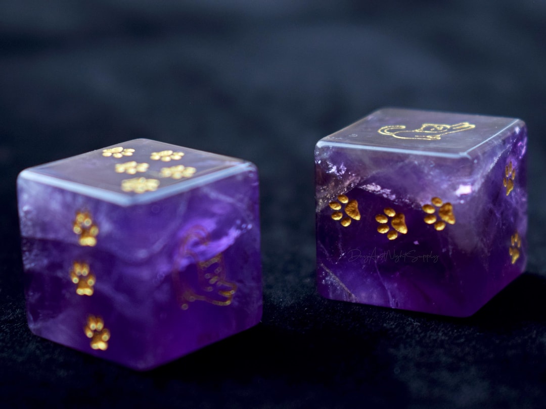 Lazy Cat Crawl Dice D6, Cat Paw Dice, Engraved Gemstone Dice D6 ...