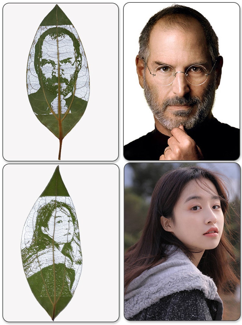 Customized Leaf Carving Photos Art, Pressed Flower, Personalized Leaf ...