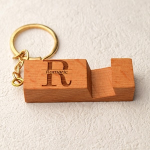 Personalized Wood Keychain, Custom Engraved Wooden Phone Holder ...