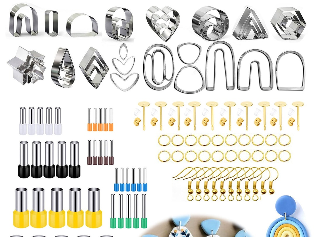 126 PCS Organic Basic Shape Polymer Clay Cutters Set, Embossed Floral ...