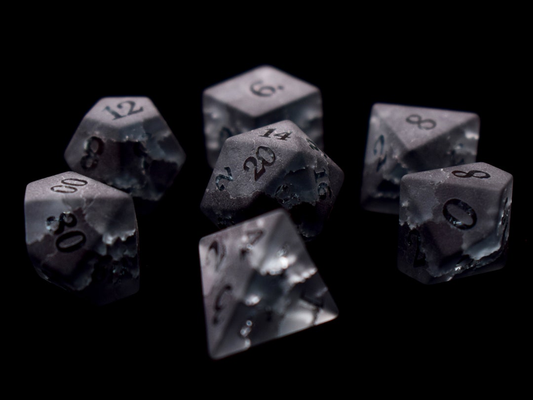 Raised Gray Blast Glass Dice, Grey Dungeon and Dragon Dice Set, MTG ...