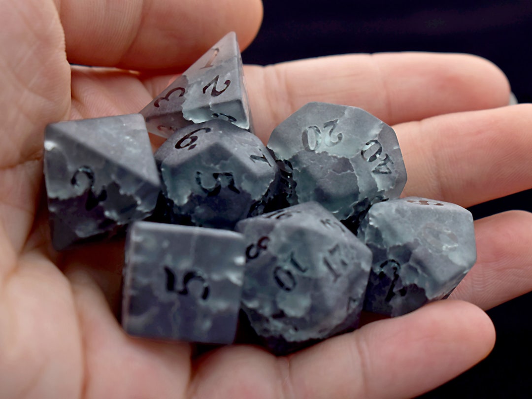 Raised Gray Blast Glass Dice Grey Dungeon and Dragon Dice - Etsy