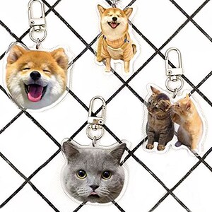 Personalized Pet Photo Acrylic Keychain, Pets Dogs & Cats Portrait, Dog ...