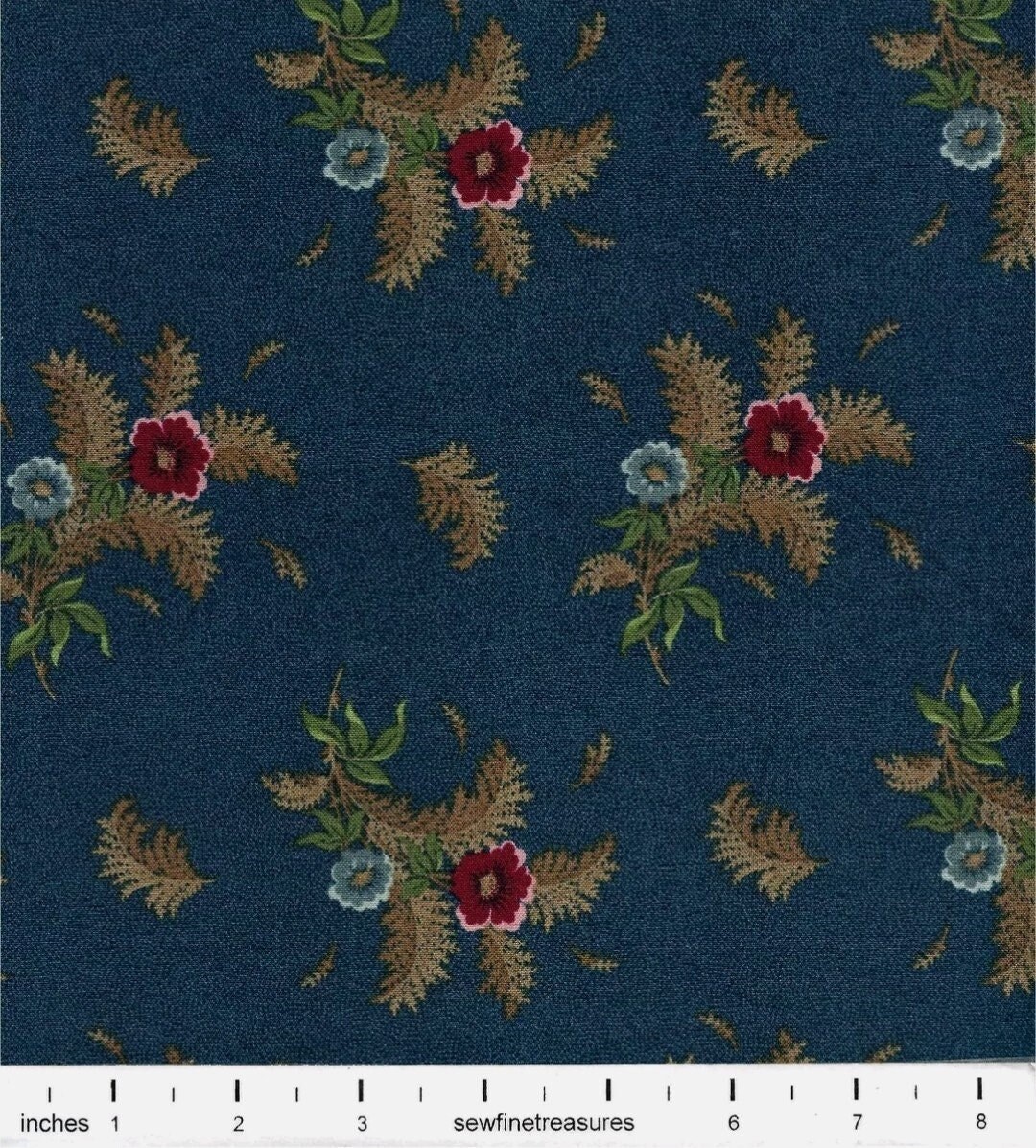 Plantation Circa by Ro Gregg 1800s Blue Floral Fern Flower Cotton Quilt ...