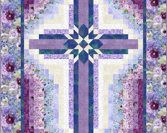 Quilt Kit No Pattern Farmhouse Cross Hoffman Farmhouse Blooms Has ...