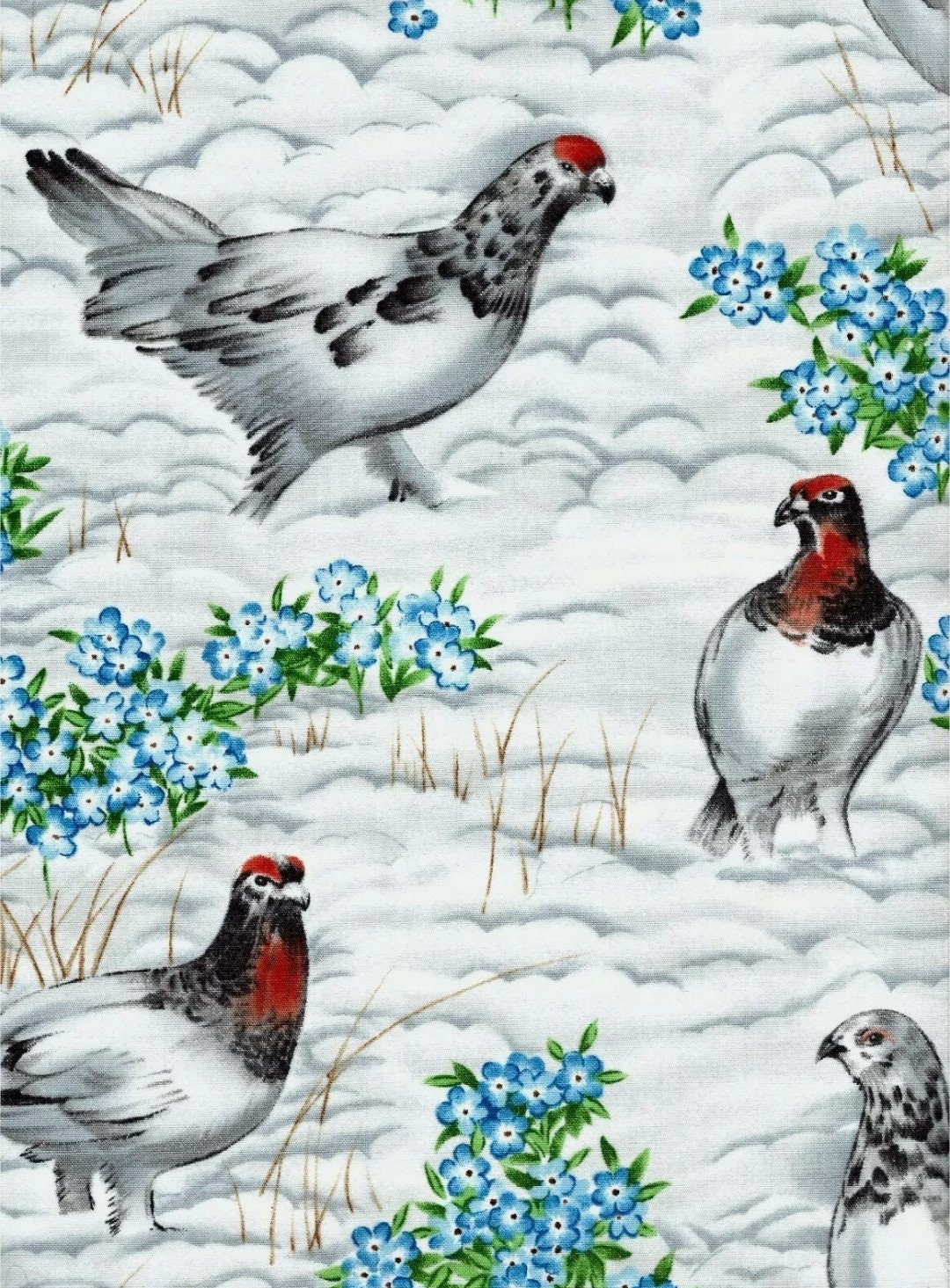 Alaska State Bird Willow Ptarmigan Flower Forget-me-not Cotton - Etsy