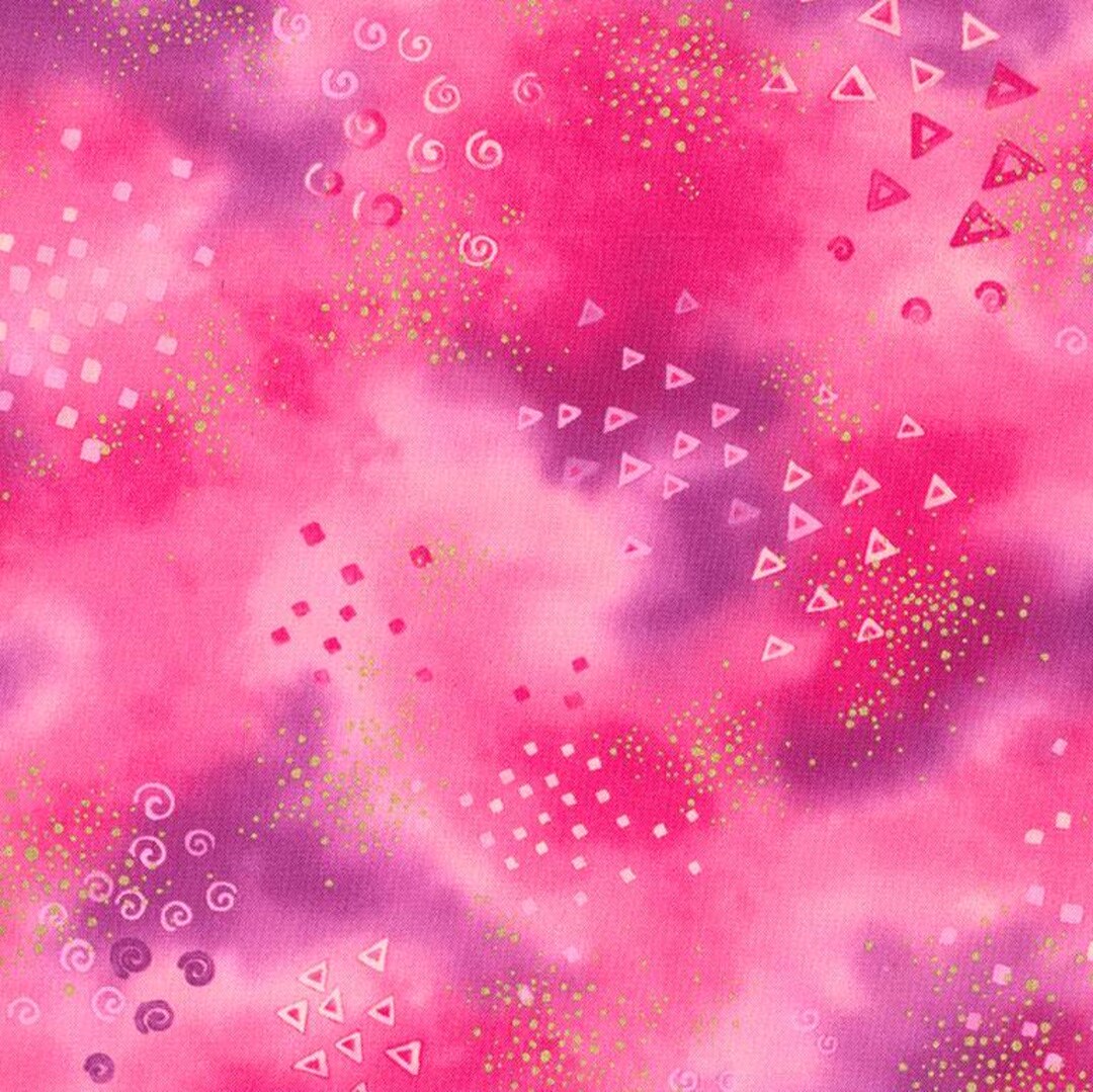 Clothworks Laurel Burch Basics Glitter Light Raspberry Pink With Gold ...