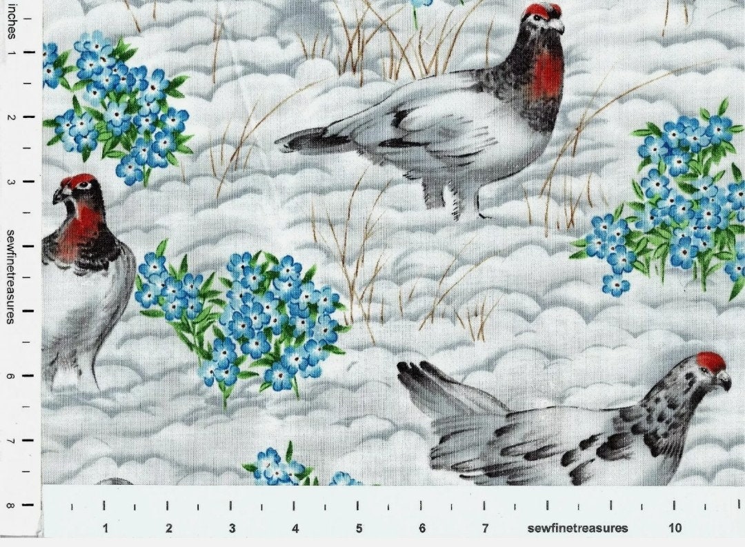 Alaska State Bird Willow Ptarmigan Flower Forget-me-not Cotton - Etsy
