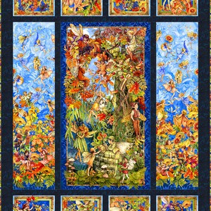 Quilt Kit - Autumn Flower Fairies Blue Wall Quilt - Michael Miller Fabrics 53" X 72" (includes ...