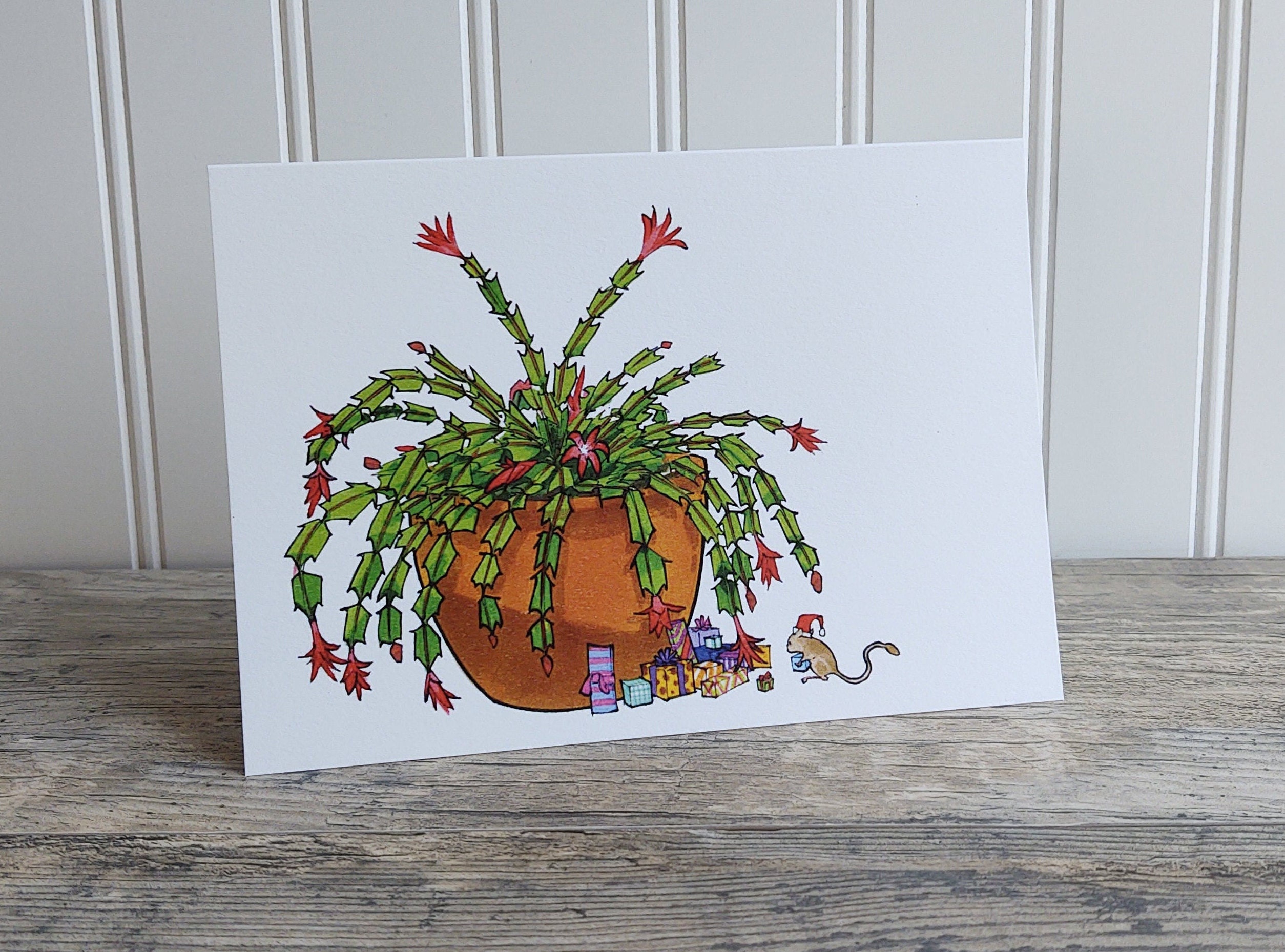 Cactus Holiday Card CHRISTMAS CACTUS Original Art Card Desert - Etsy
